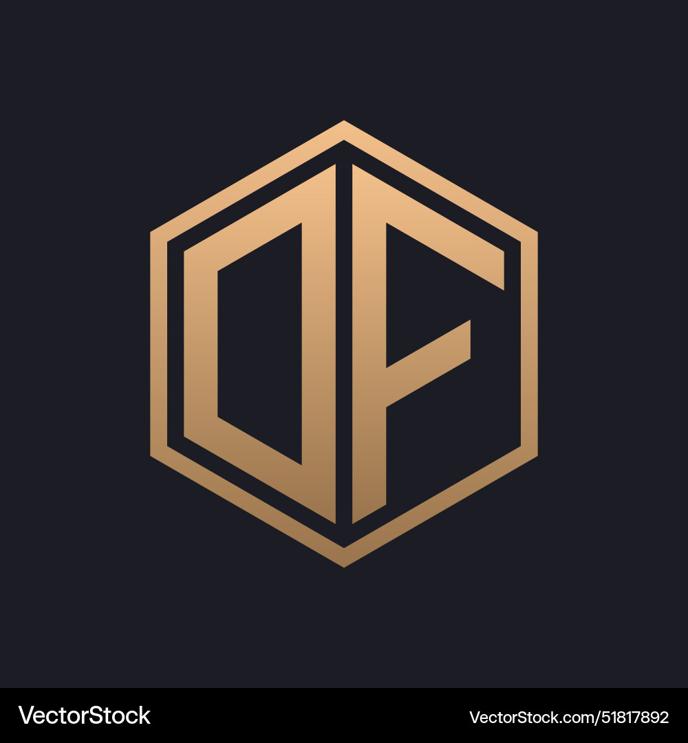 Elegant hexagon letter df logo design initial Vector Image
