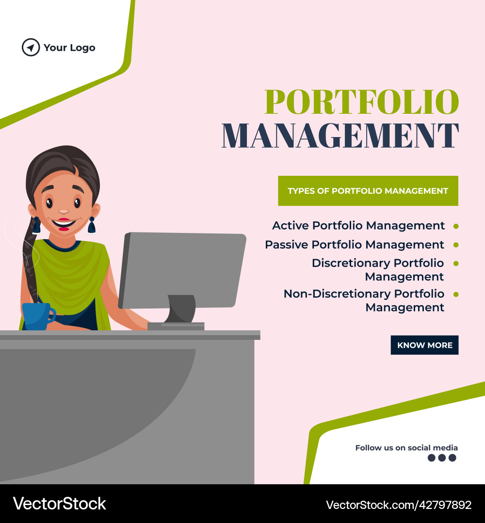 Portfolio management services banner design Vector Image
