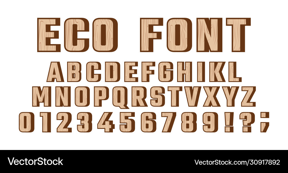 Rustic Wood Font Royalty Free Vector Image - VectorStock