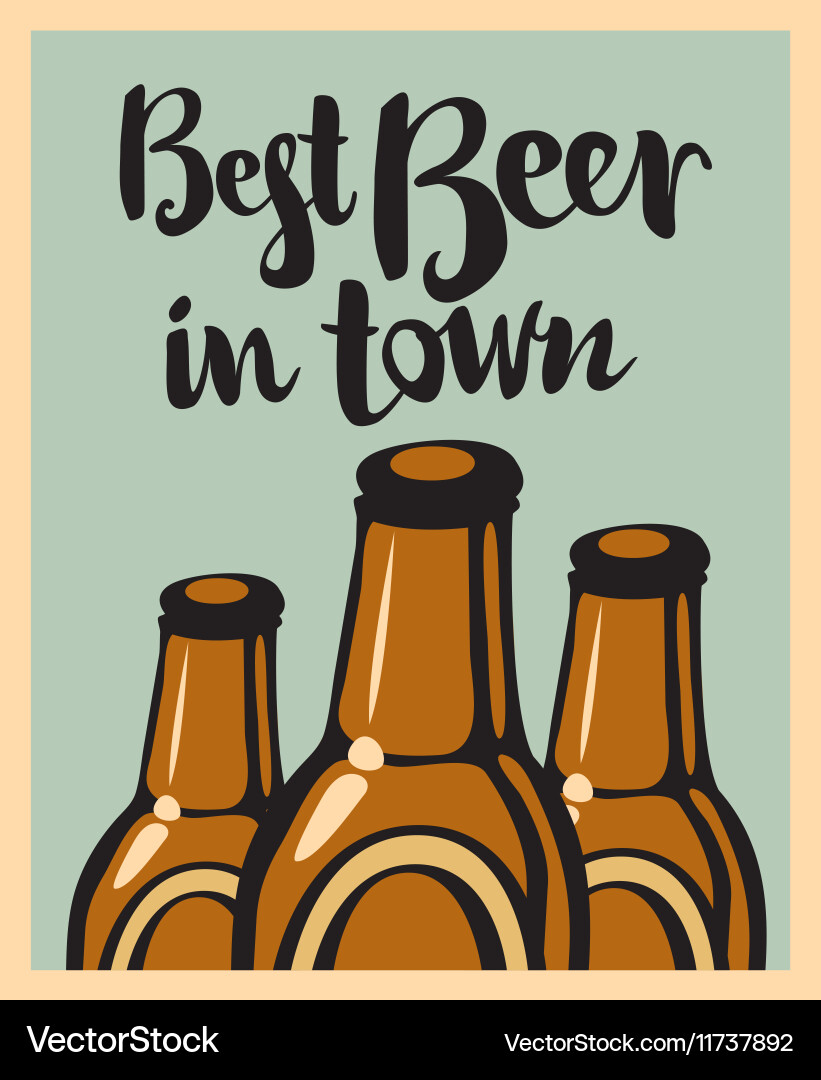 Three bottles beer Royalty Free Vector Image - VectorStock