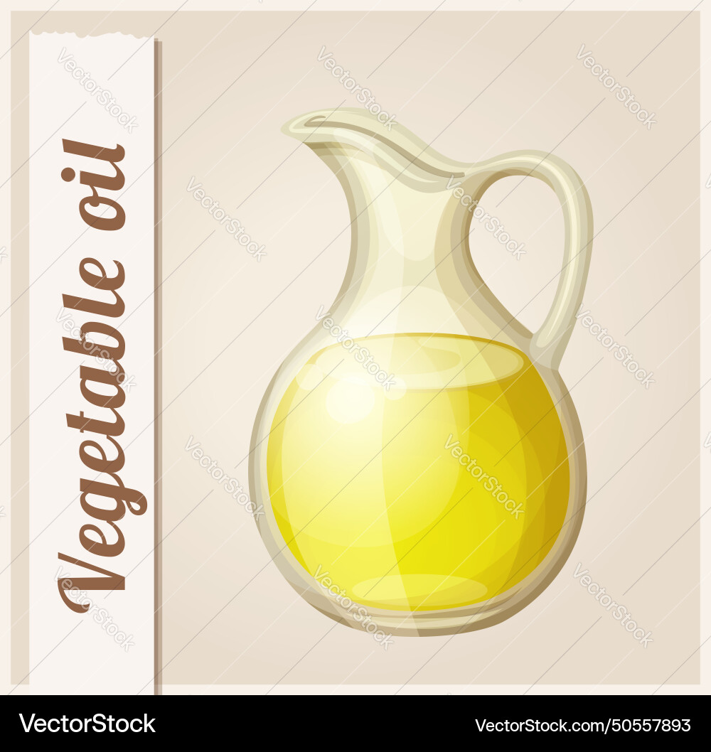 Cartoon vegetable oil bottle on beige Royalty Free Vector