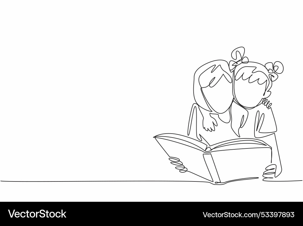 Continuous one line drawing daughter hugging her Vector Image