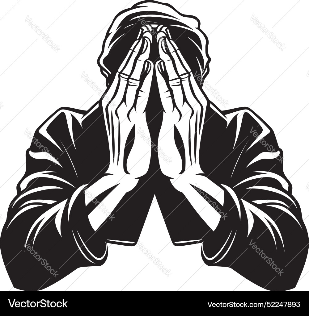 Devotional designs praying man hands icon Vector Image