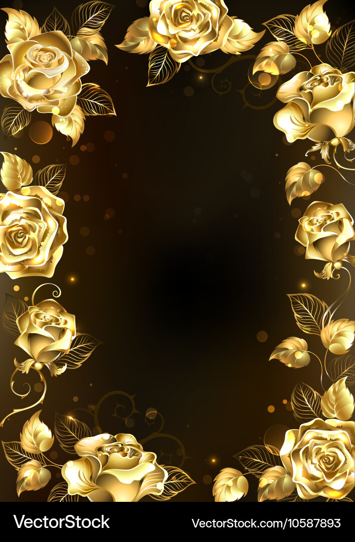 Frame with gold roses Royalty Free Vector Image