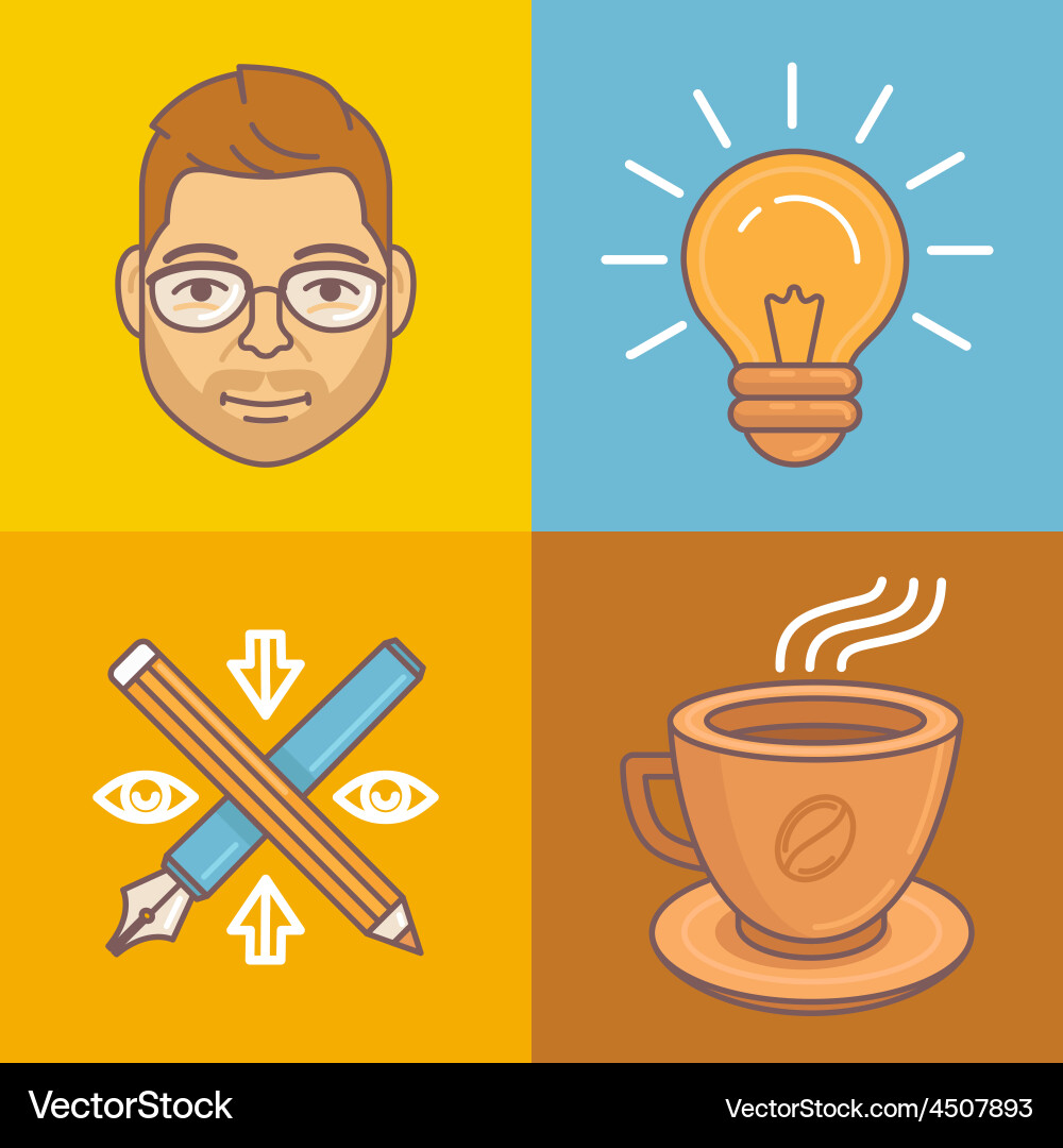 Graphic designer icons and signs Royalty Free Vector Image