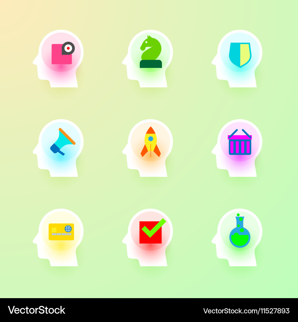Human brain icons set for business plan strategy Vector Image