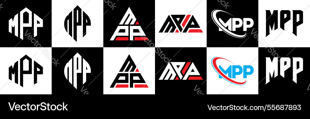 Mpp letter logo design in six style polygon Vector Image