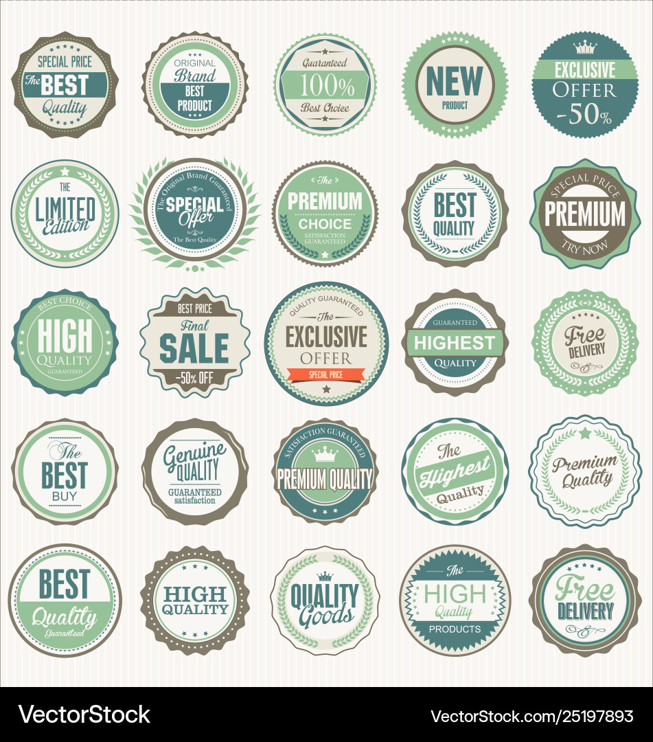 Premium quality retro badges collection Royalty Free Vector