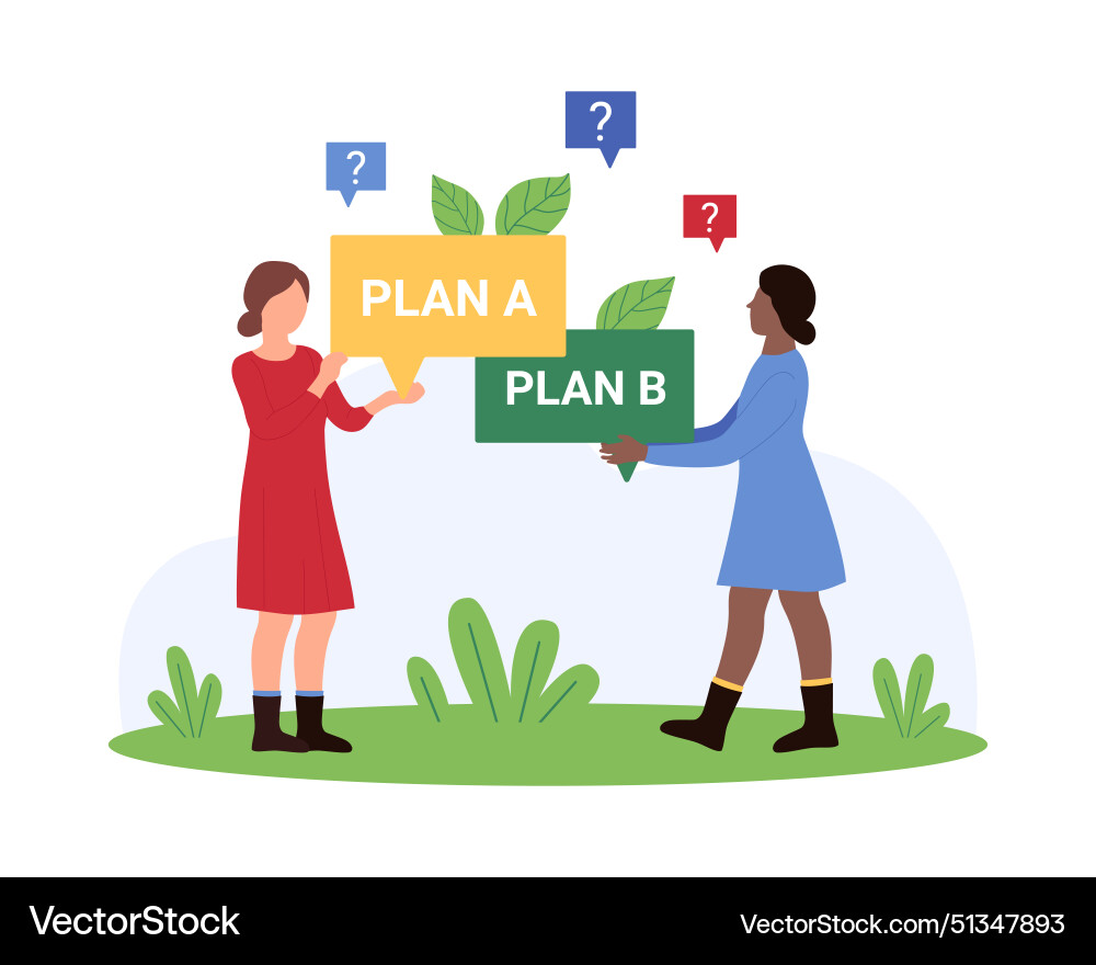 Process of thought and choice between with plan Vector Image