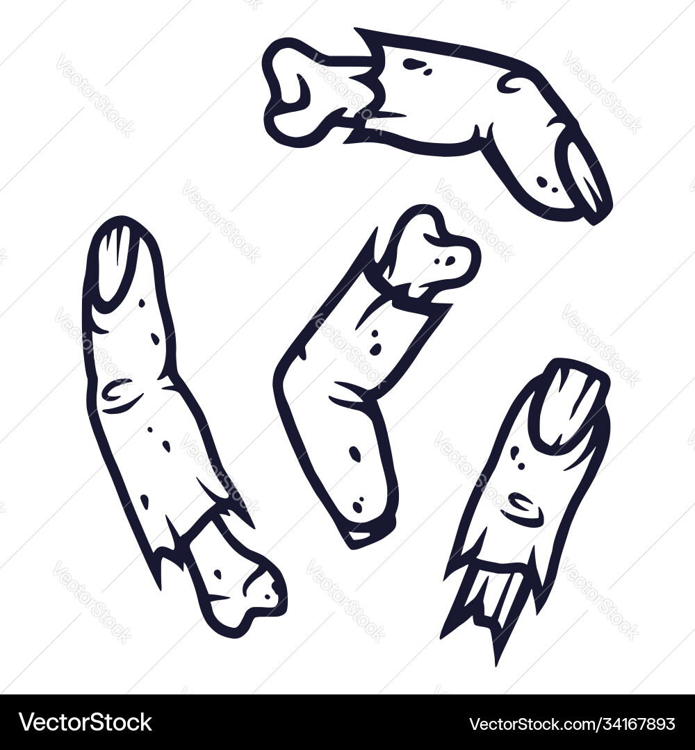 Set horrible fingers zombie for halloween Vector Image