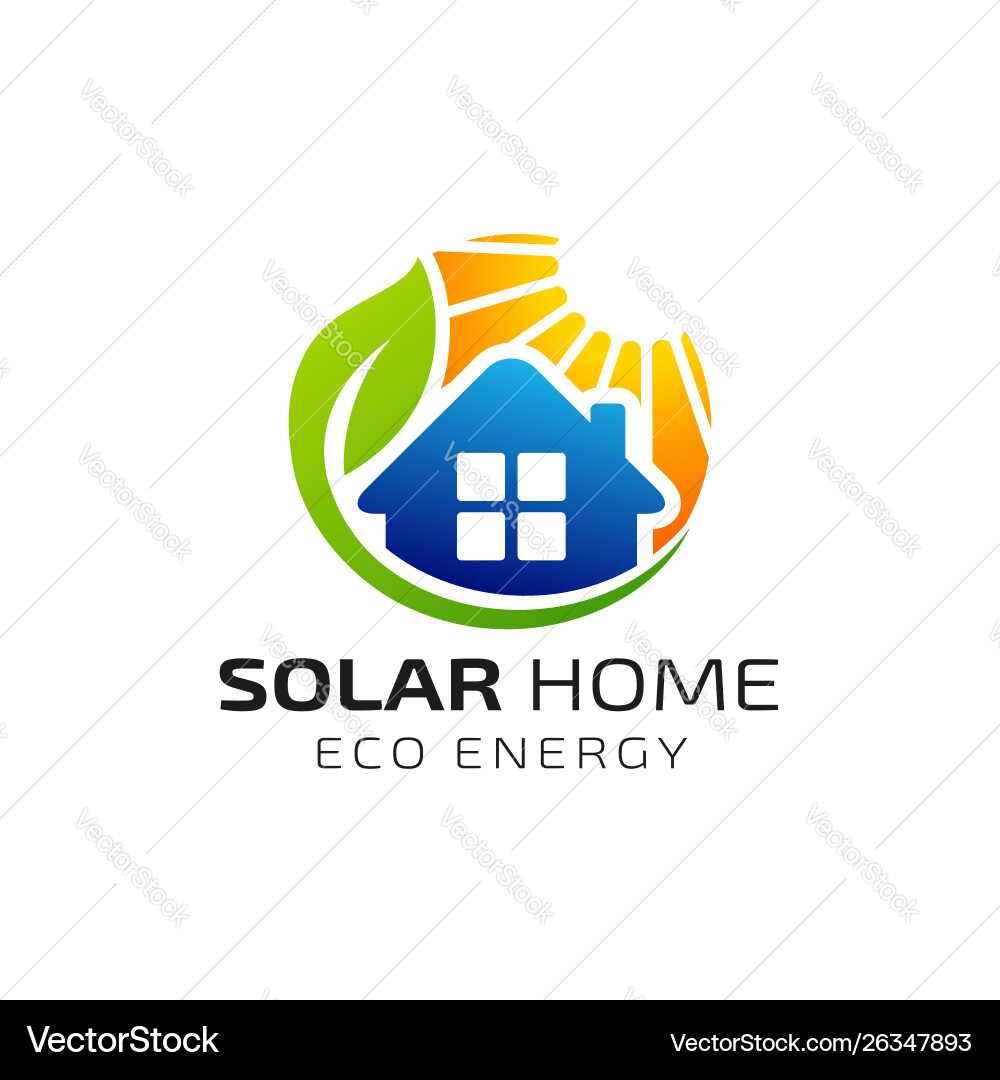 Solar Home Logo - Sun & House Royalty Free Vector Image