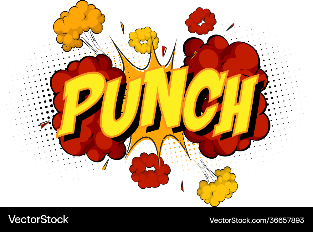 Word punch on comic cloud explosion background Vector Image
