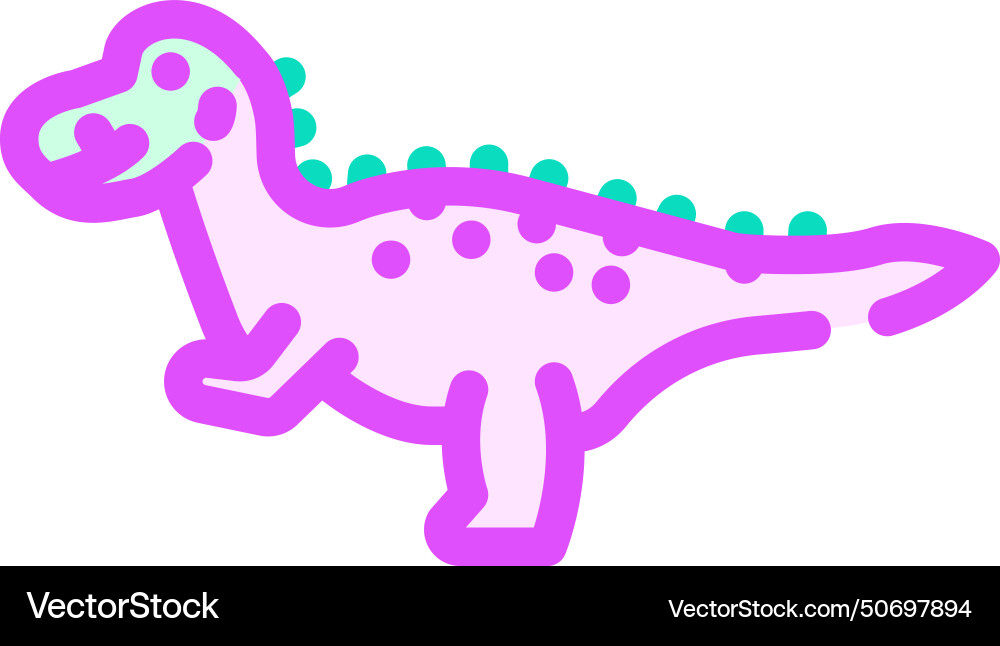 Allosaurus dinosaur animal color icon Royalty Free Vector