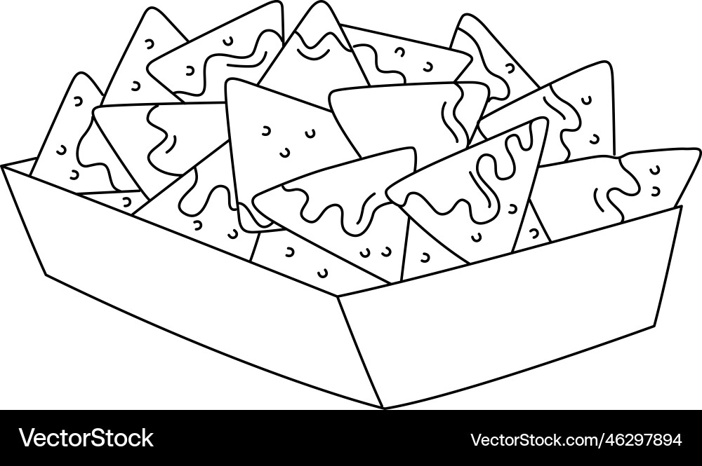 Nachos isolated coloring page for kids Royalty Free Vector