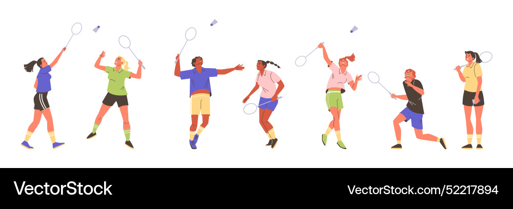 Professional badminton players with racket in Vector Image