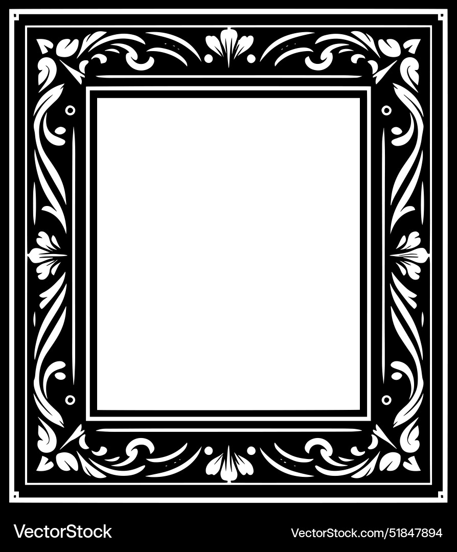 Rectangle floral frame silhouette isolated Vector Image