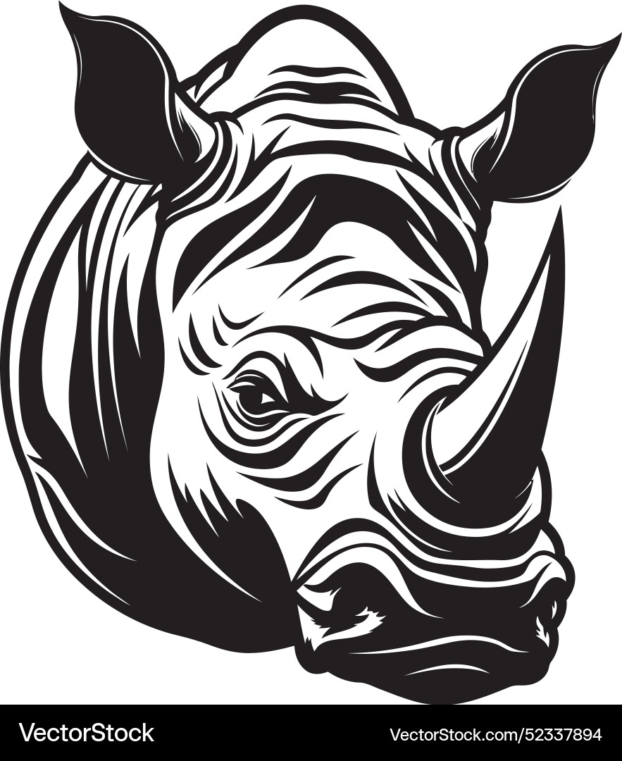 Rhino outline artwork black edition Royalty Free Vector