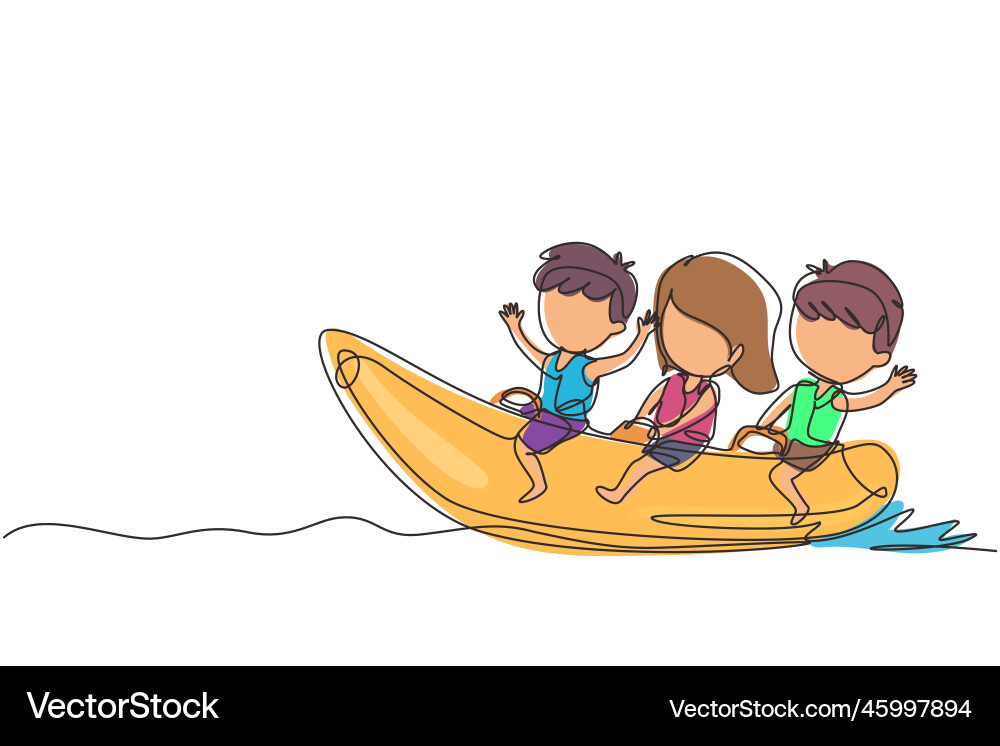 Single one line drawing children having fun Vector Image