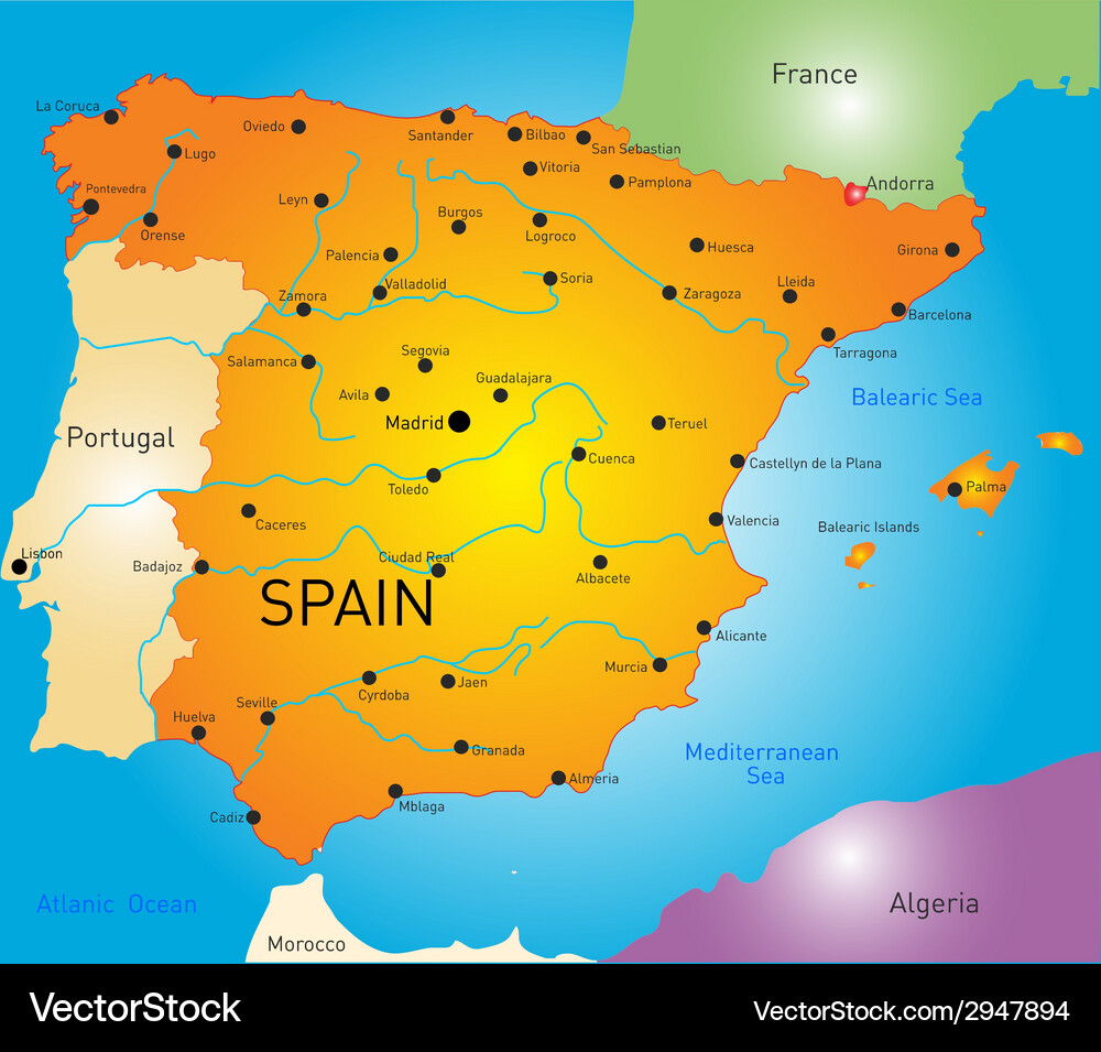 Spain Map Royalty Free Vector Image - VectorStock
