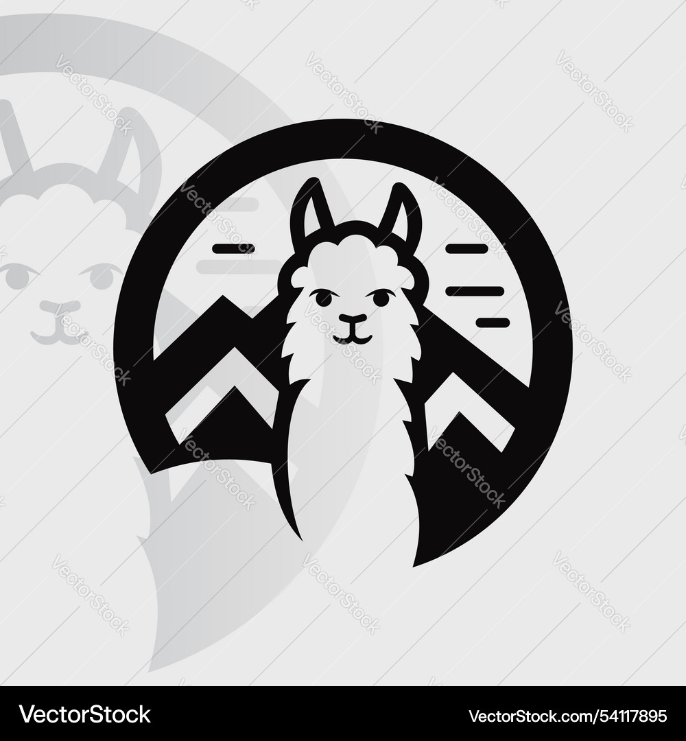Alpaca logo on isolated background v79 Royalty Free Vector