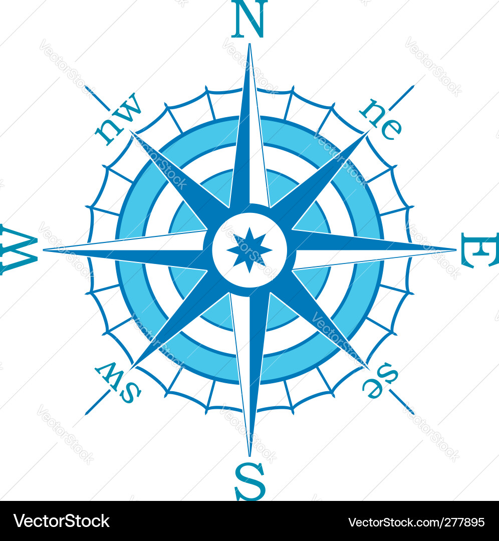 Blue Compass Rose Navigation Royalty Free Vector Image