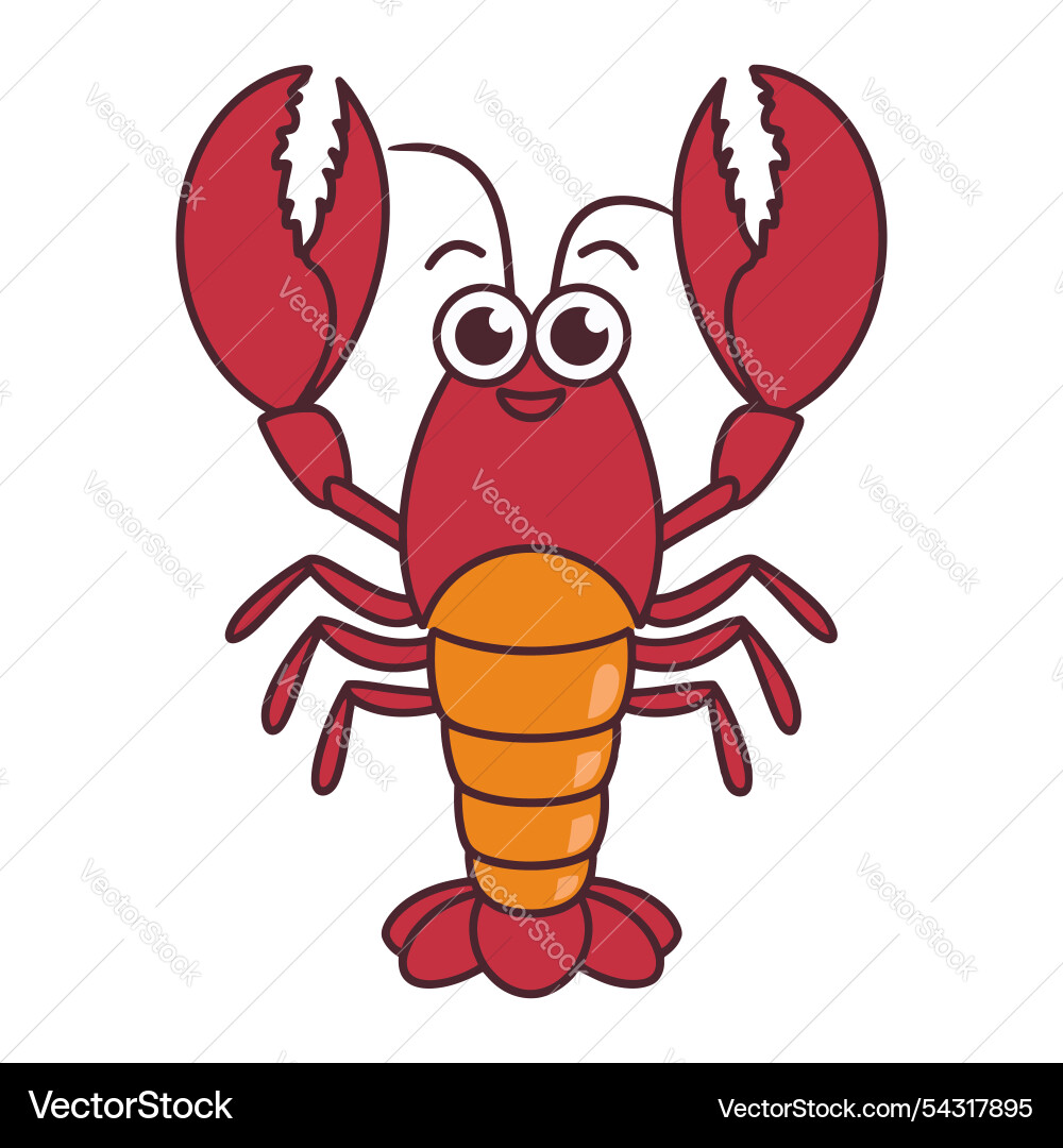 Cartoon lobster with big claws Royalty Free Vector Image