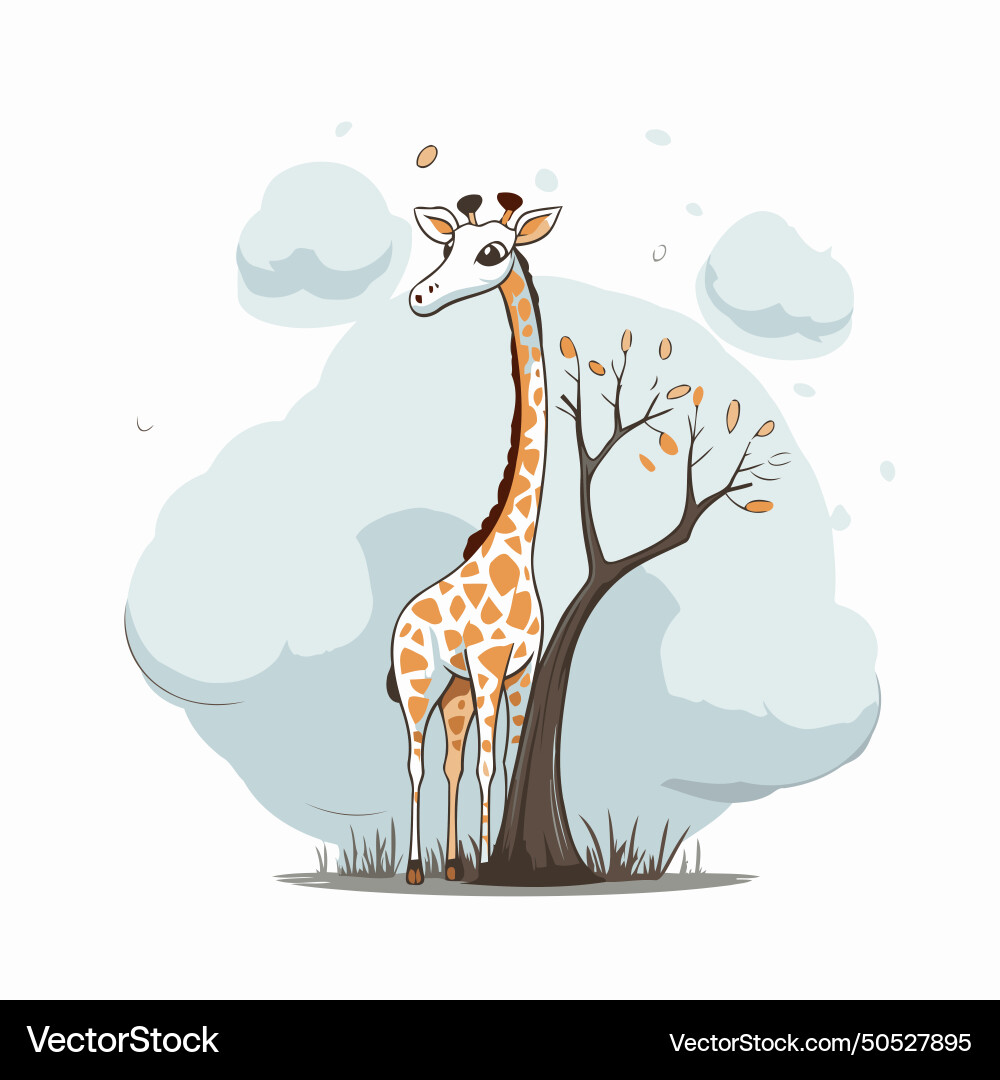 Giraffe on the tree cute cartoon Royalty Free Vector Image