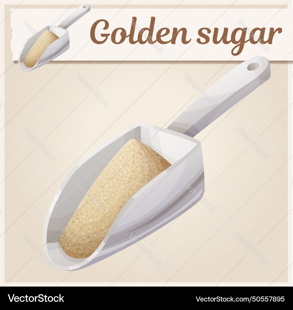 Golden caster sugar cartoon Royalty Free Vector Image