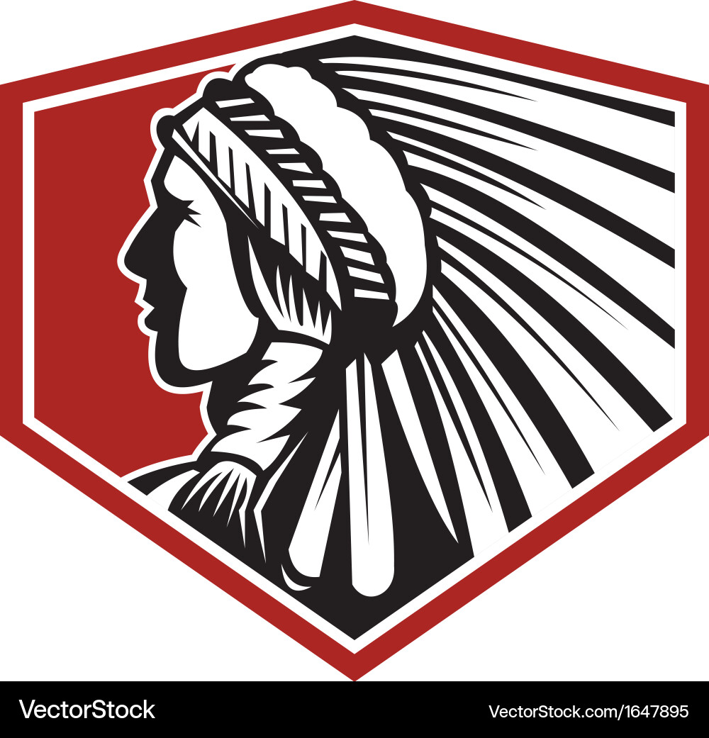 Native american indian warrior side retro Vector Image