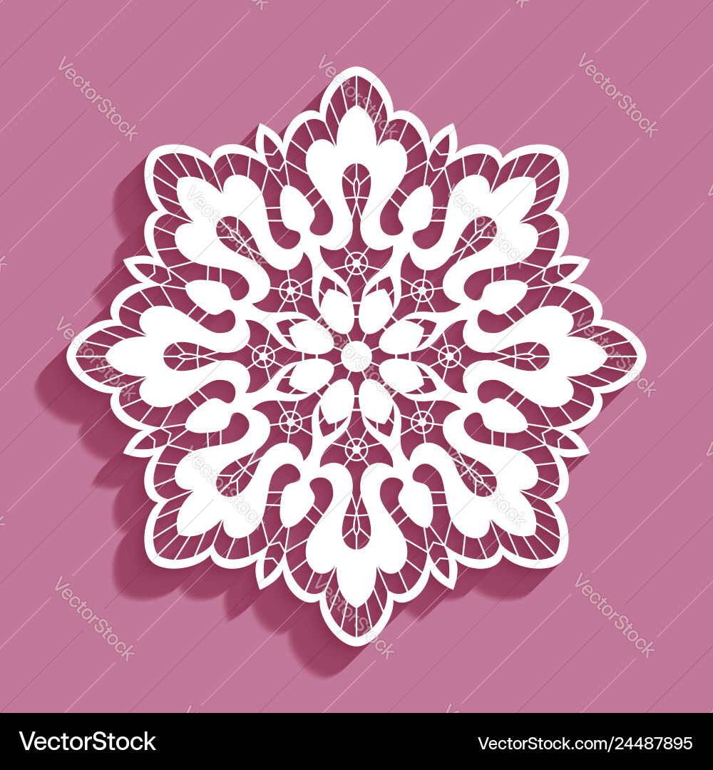 Round lace doily cutout paper pattern Royalty Free Vector