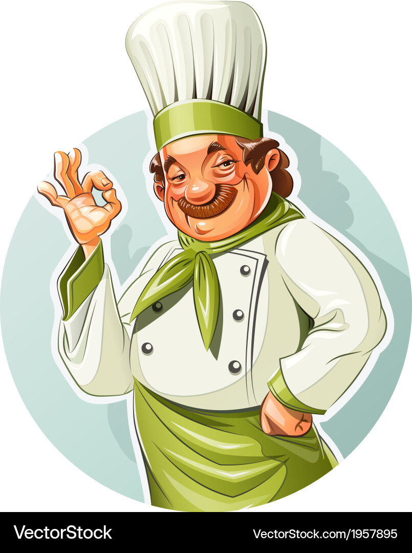 Smiling cook show okay Royalty Free Vector Image