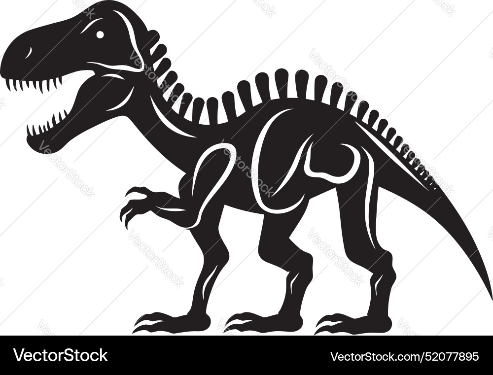 Tyrannotrace t rex skeleton emblem design fossil Vector Image