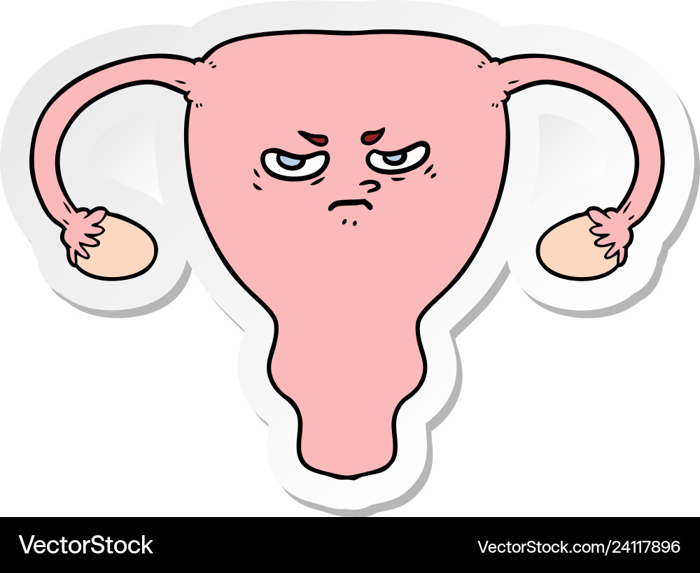 Angry Cartoon Uterus Sticker – Royalty-Free Vector | VectorStock