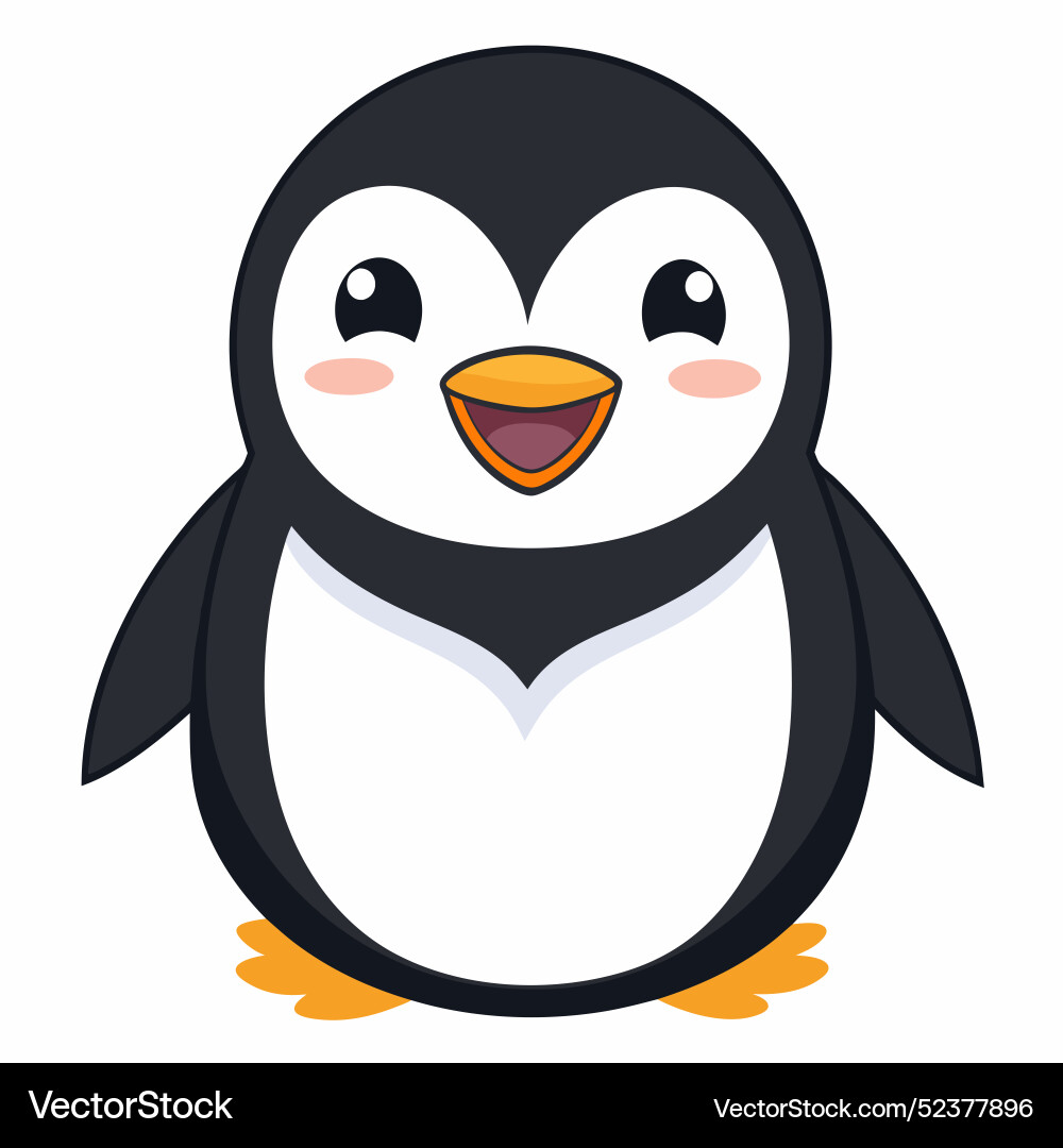 Crested penguin smiles kawaii Royalty Free Vector Image