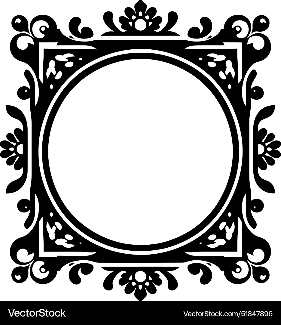 Rectangle floral frame silhouette isolated Vector Image