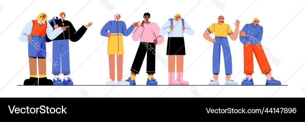 School bullying flat character set Royalty Free Vector Image