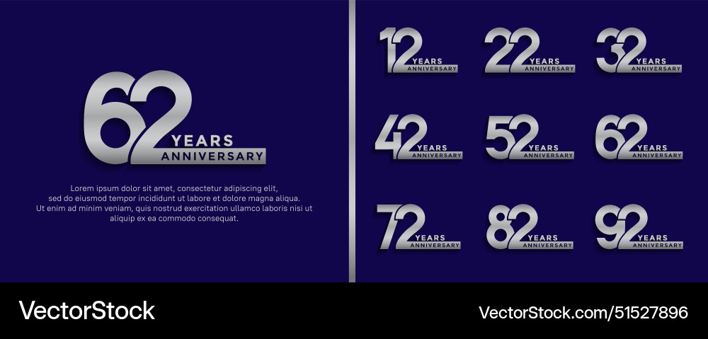 Set of anniversary logo style silver color Vector Image