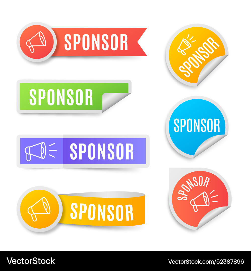 Sponsor stickers collection Royalty Free Vector Image