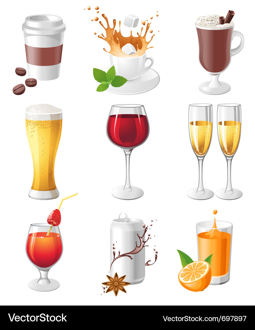 Detailed Drinks Icon Set Royalty Free Vector Image