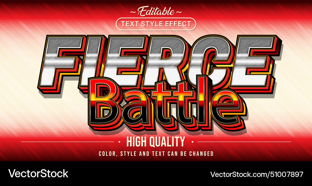 Editable text style effect - fierce battle Vector Image