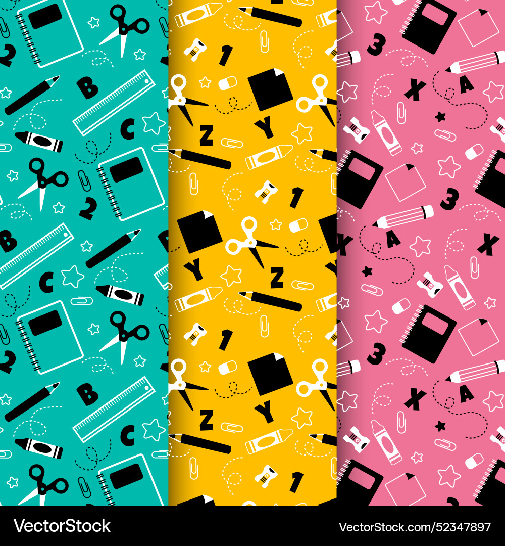 Flat back to school pattern collection Royalty Free Vector