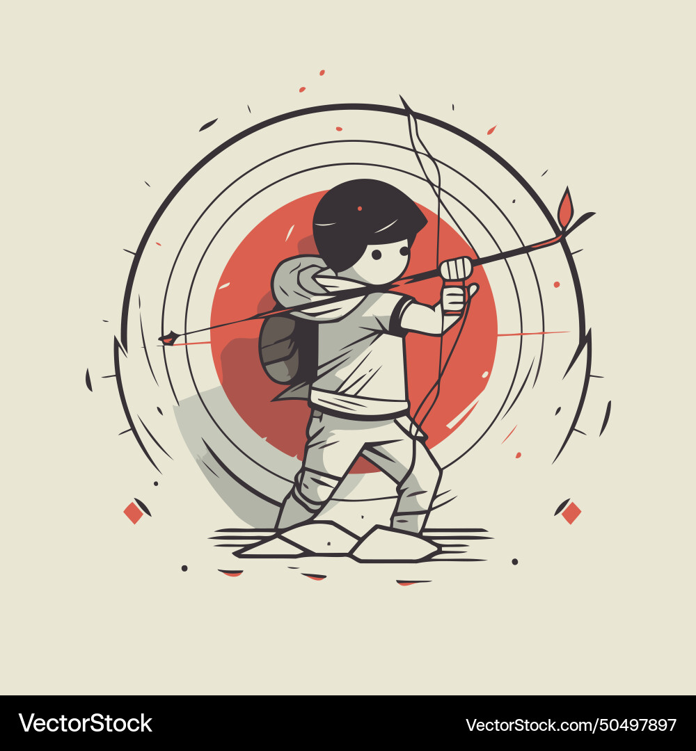 Medieval archer with bow and arrow for your design