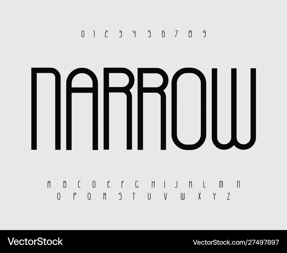 Narrow bold font with thin tall letters Royalty Free Vector
