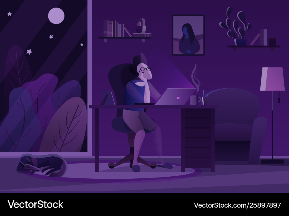 Tired person supporting head while doing freelance