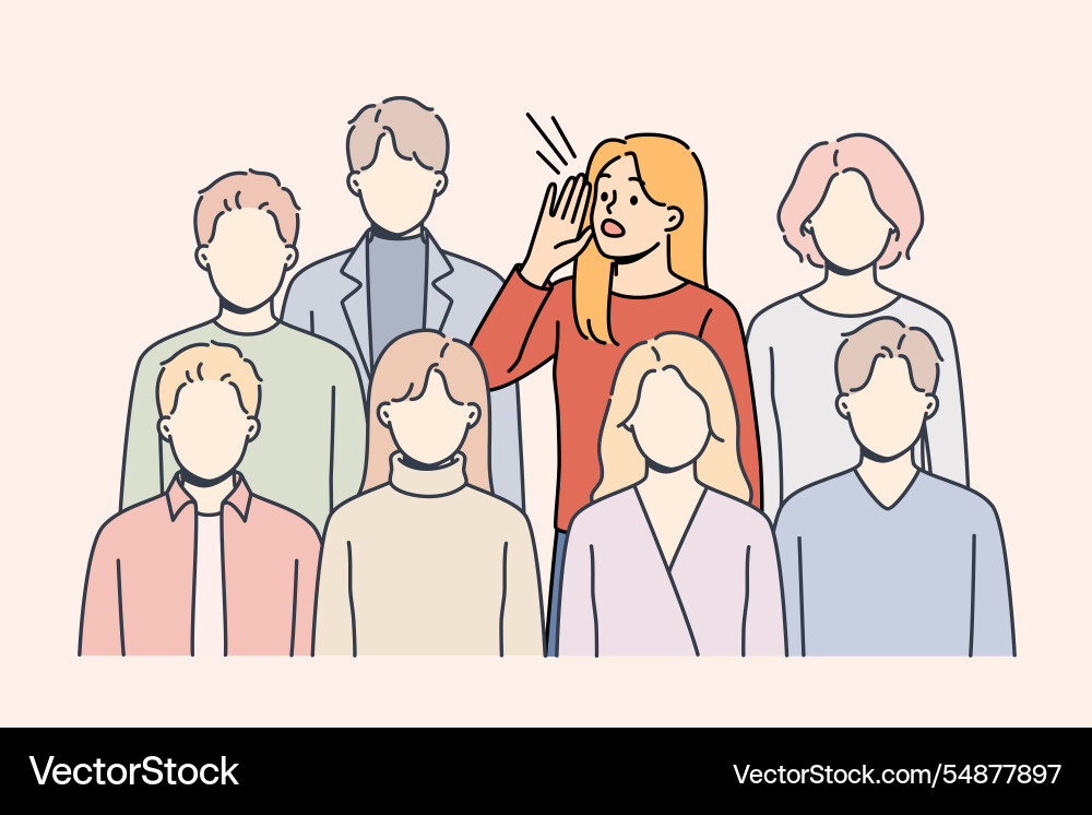 Woman calls for help standing among crowd Vector Image