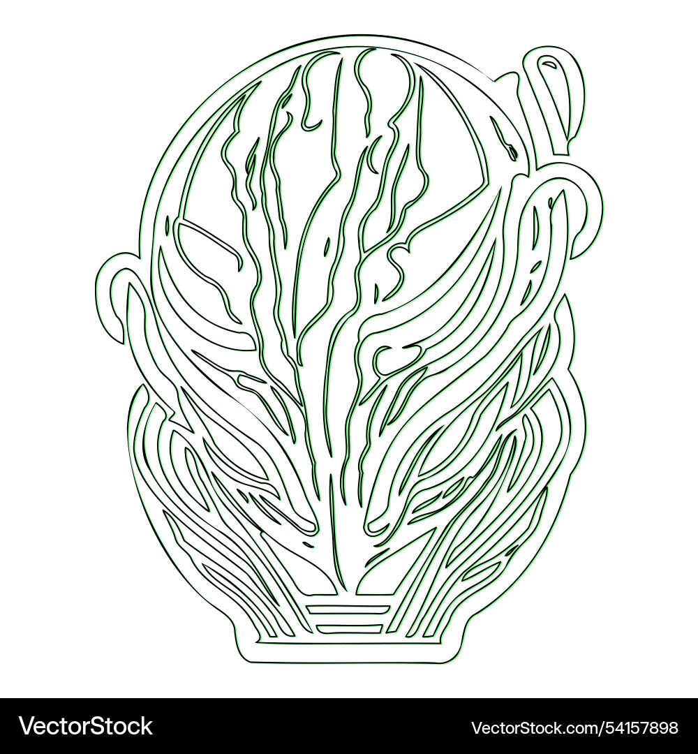Alien outline sketch green Royalty Free Vector Image