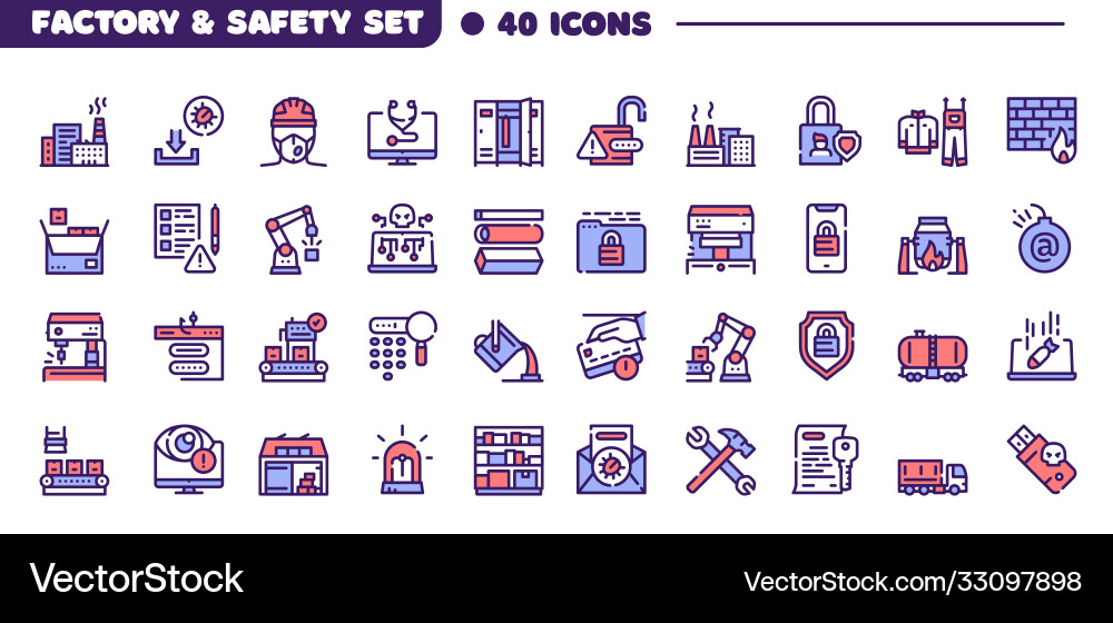 Color line icon set safety tools Royalty Free Vector Image