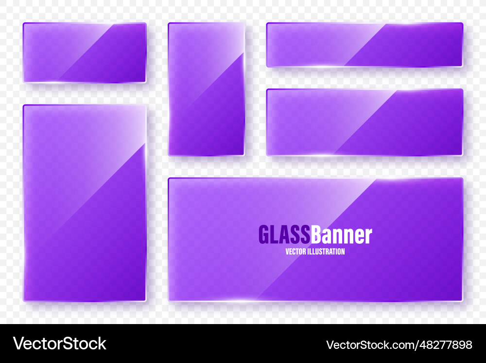 Realistic glass frames collection violet Vector Image