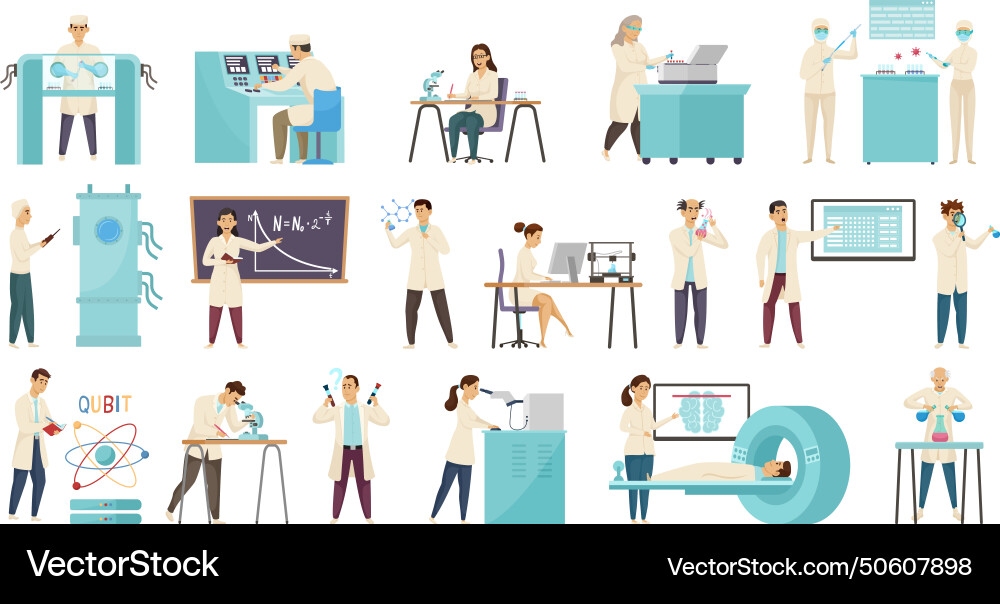 Scientific lab icon set Royalty Free Vector Image