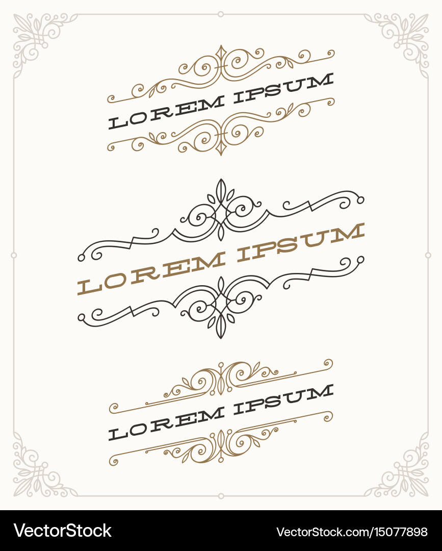 Set of elegant vintage ornamental emblems Vector Image